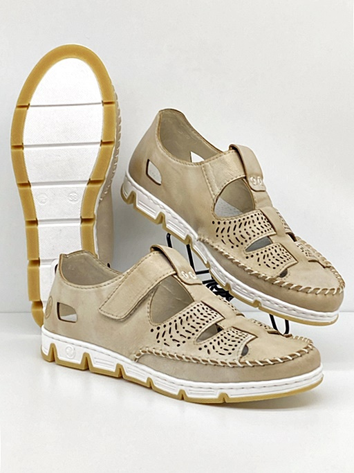 Rieker damskie na lato 49958-61 beżowe, skóra naturalna, tęgość M ...